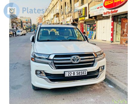 22 B 58181, Toyota Land Cruiser (Erbil Governorate) License plate of Iraq