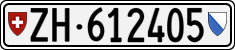 ZH 612405, Audi Q4 e-tron (Zurich) License plate of Switzerland