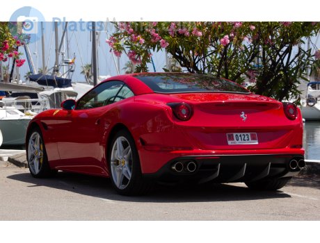 0123, Ferrari California , License plate of Andorra