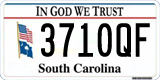3710QF, Mercury Montego (South Carolina) License plate of the USA