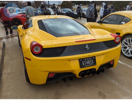 GT4RSS, Ferrari 458 (Texas) License plate of the USA