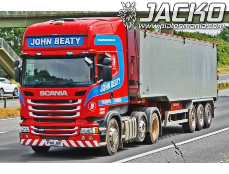 PX18 JKK, Scania R-series (Carlisle) License plate of the United Kingdom