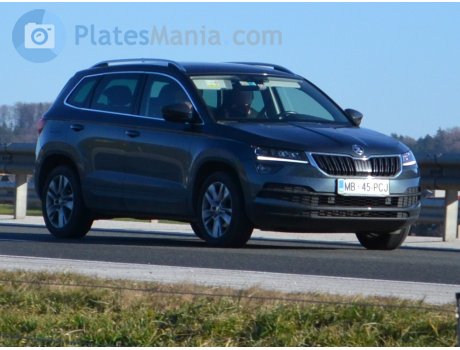 MB 45-PCJ, Skoda Karoq (Maribor) License plate of Slovenia