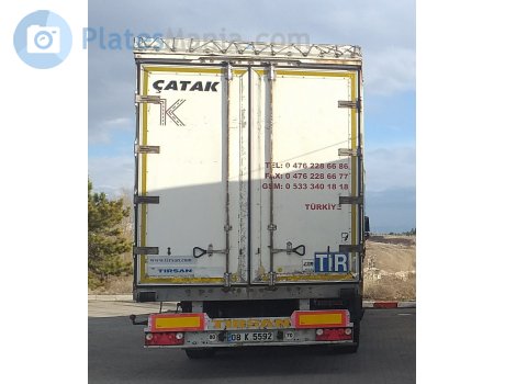 08 K 5592, Tirsan (Artvin) License plate of Turkey