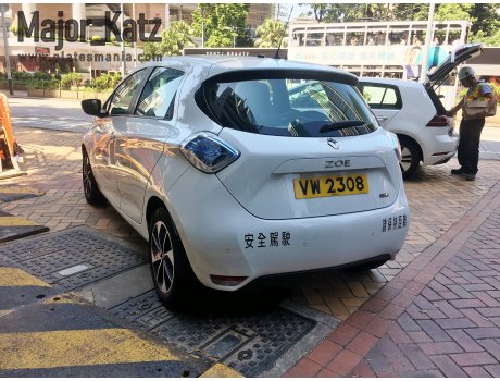 VW 2308, Renault Zoe , License plate of Hong Kong