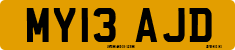 MY13 AJD, Honda Civic (Manchester) License plate of the United Kingdom