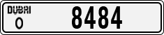 O 8484, Bugatti Chiron (Dubai) License plate of the UAE