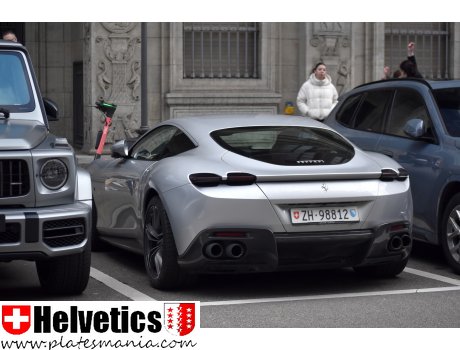 ZH 98812, Ferrari Roma (Zurich) License plate of Switzerland