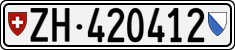 ZH 420412, Tesla Model 3 (Zurich) License plate of Switzerland