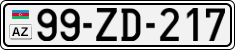 99 ZD 217, Berger (Nationwide license plates) License plate of Azerbaijan