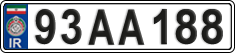 93AA188, () License plate of Iran