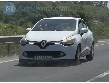 TZ AA804, Renault Clio (Tuzi) License plate of Montenegro