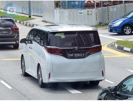 SNF 9960 Y, Toyota Alphard , License plate of Singapore