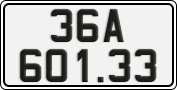 36A-601.33, Honda HR-V (Thanh Hóa Province) License plate of Vietnam