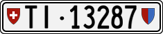 TI 13287, Aston Martin Vantage (Ticino) License plate of Switzerland