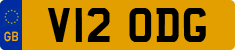 V12 ODG, Ferrari 599 (Gloucester) License plate of the United Kingdom