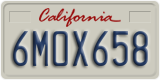 6MOX658, Honda Element (California) License plate of the USA