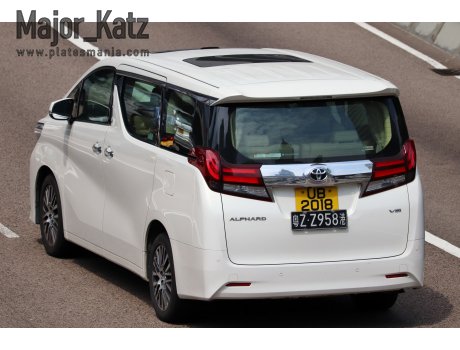 UB 2018, Toyota Alphard , License plate of Hong Kong