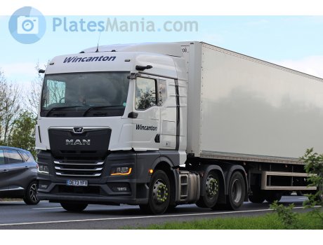 DE73 YFV, MAN TGX (Chester) License plate of the United Kingdom