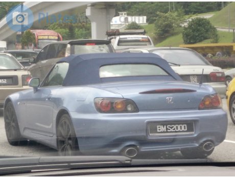 BMS 2000, Honda S2000 (Selangor State) License plate of Malaysia