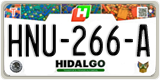 HNU-266-A, Chrysler Voyager (Hidalgo) License plate of Mexico