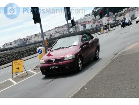 34452, Vauxhall Astra , License plate of Guernsey