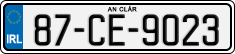 87-CE-9023, BMW 3 Series (Clare) License plate of Ireland
