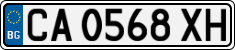 CA 0568 XH, (Sofia City) License plate of Bulgaria