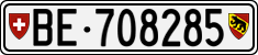 BE 708285, Volkswagen Tiguan (Bern) License plate of Switzerland