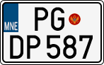 PG DP587, Renault 4 (Podgorica) License plate of Montenegro