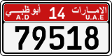 14 79518, Mazda MX-5/Miata (Abu Dhabi) License plate of the UAE