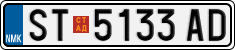 ST 5133 AD, Schmitz SKO (Štip) License plate of North Macedonia
