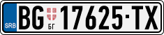 BG 17625-TX, Peugeot 308 (Belgrade) License plate of Serbia