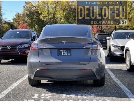 158, Tesla Model Y (Delaware) License plate of the USA