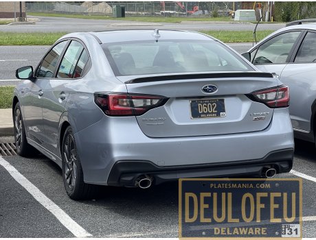D602, Subaru Legacy (Delaware) License plate of the USA