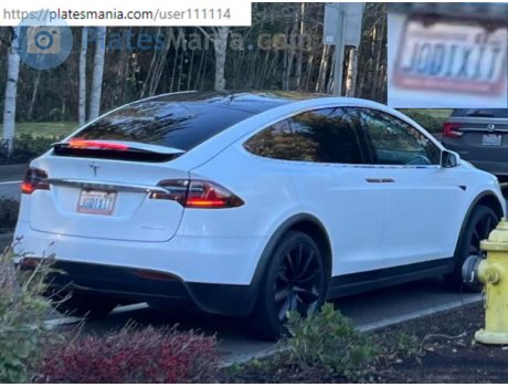JODIXIT, Tesla Model X (Washington) License plate of the USA