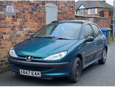 X847 EAK, Peugeot 206 (Sheffield) License plate of the United Kingdom