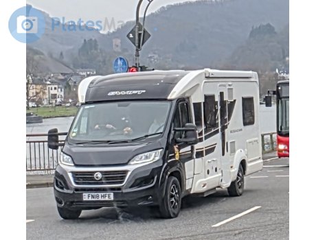 FN18 HFE, Swift Motorhomes Bessacarr (Nottingham) License plate of the ...
