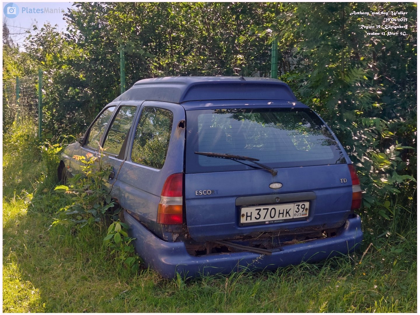 "н 370 нк 39" photos Ford Escort. Russia
