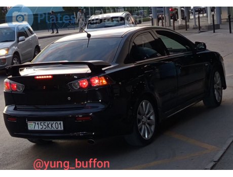 7155KK01, Mitsubishi Lancer (Dushanbe City) License plate of Tajikistan