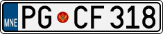 PG CF318, Zastava Skala (Podgorica) License plate of Montenegro