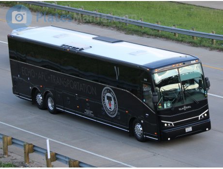T85-275, Van Hool Commuter Coach (Texas) License plate of the USA