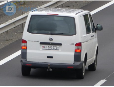 VD 103671, Volkswagen Transporter (Vaud) License plate of Switzerland