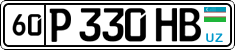 60 P 330 HB, Chevrolet Malibu (Andijan Region) License plate of Uzbekistan