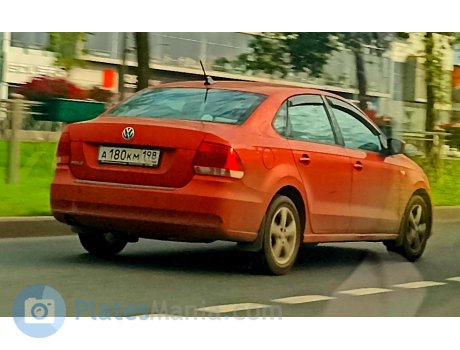 а180км198, Volkswagen Polo (St. Petersburg City) License plate Russia