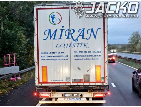 33 AHA 419, Tirsan (Mersin) License plate of Turkey