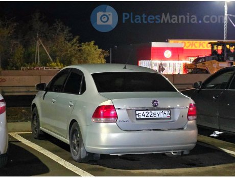 е422еу147, Volkswagen Polo (Leningrad Oblast) License plate Russia