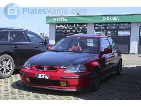 ZH 111672, Honda Civic (Zurich) License plate of Switzerland