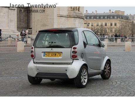 437 QXM 75, Smart ForTwo (Paris) French license plate