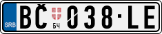BČ 038-LE, Opel Corsa (Bečej) License plate of Serbia